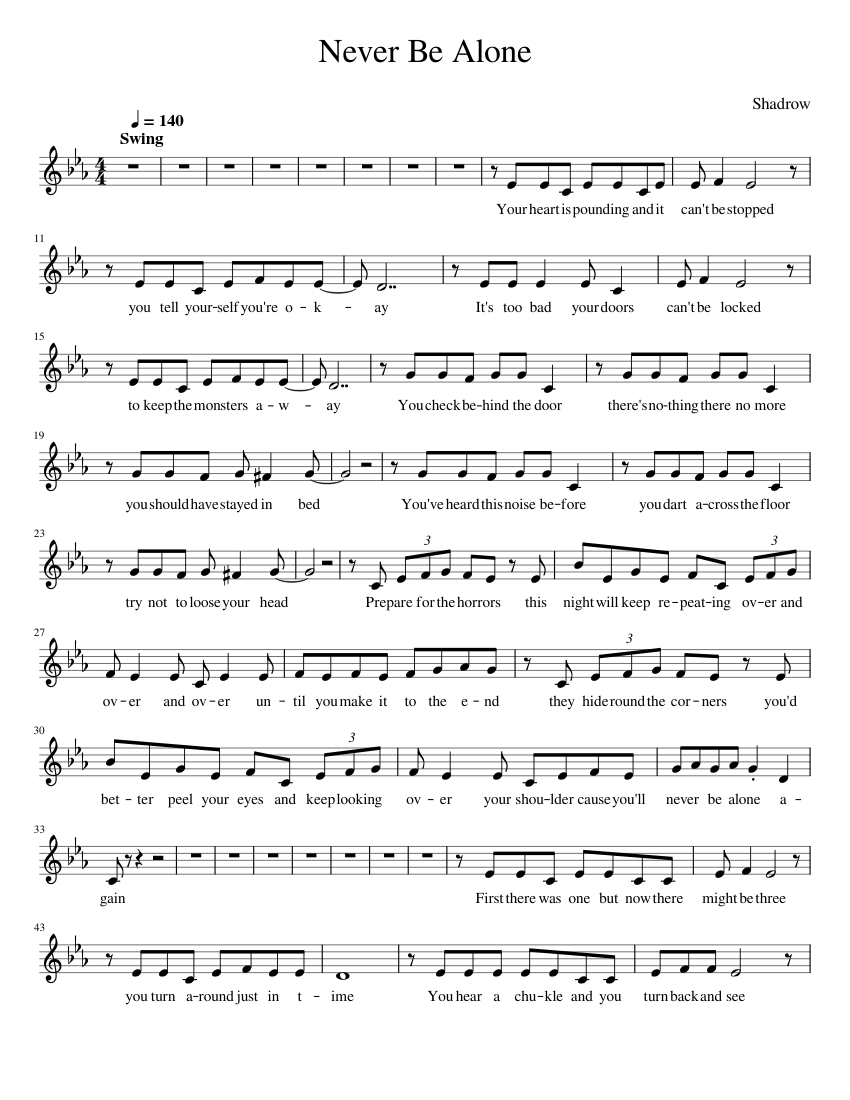 Never Be Alone – Shadrow Sheet music for Piano (Solo) | Musescore.com