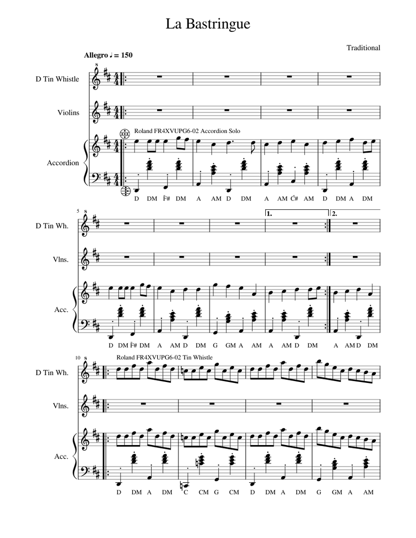 La Bastringue Sheet Music for Accordion, Strings group, Flute other ...