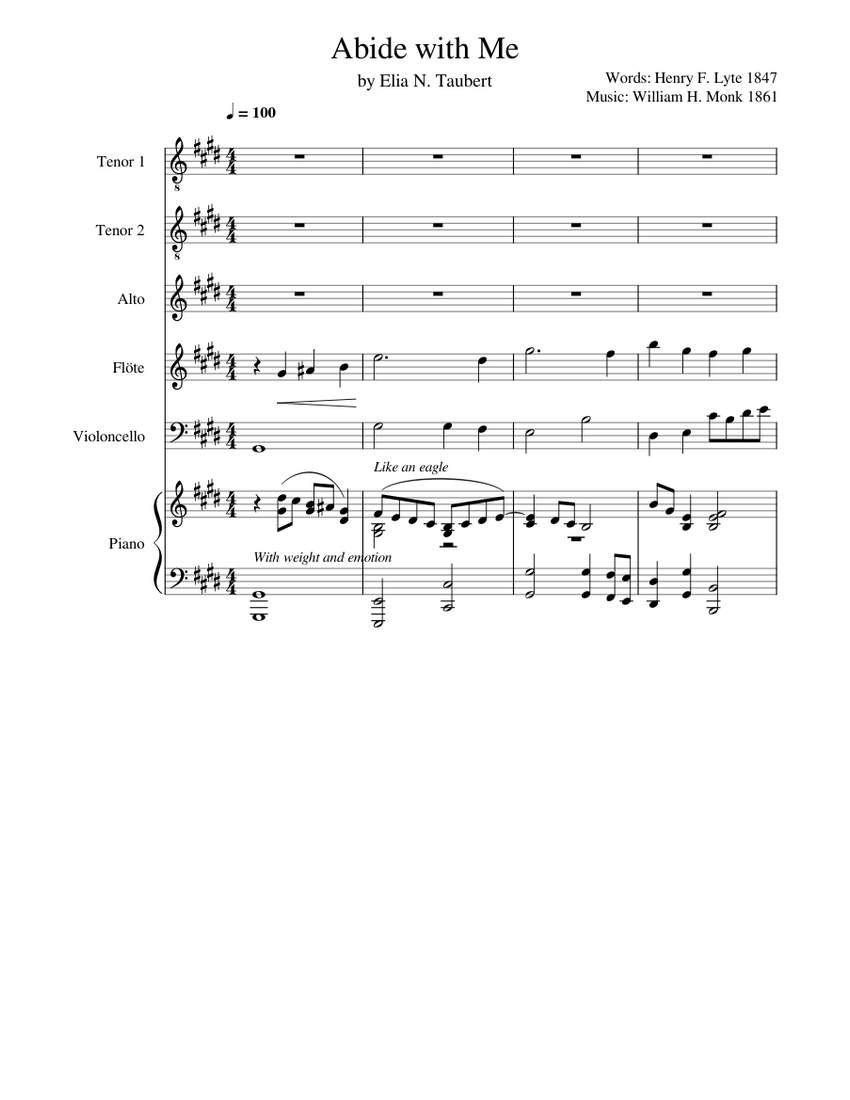 Abide With Me (Medley) Sheet Music for Piano, Alto, Tenor, Flute & more ...