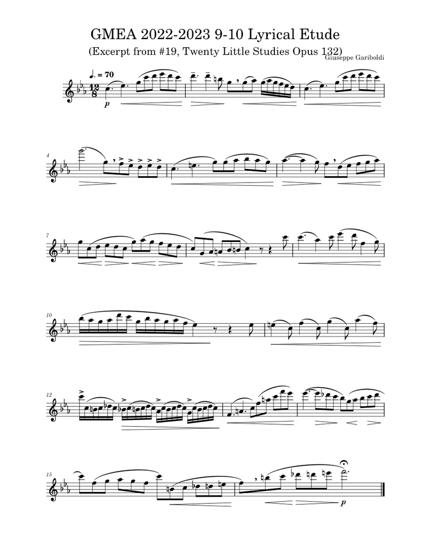 GMEA 2022-2023 9-10 Lyrical Etude - Flute Sheet Music for Flute (Solo ...