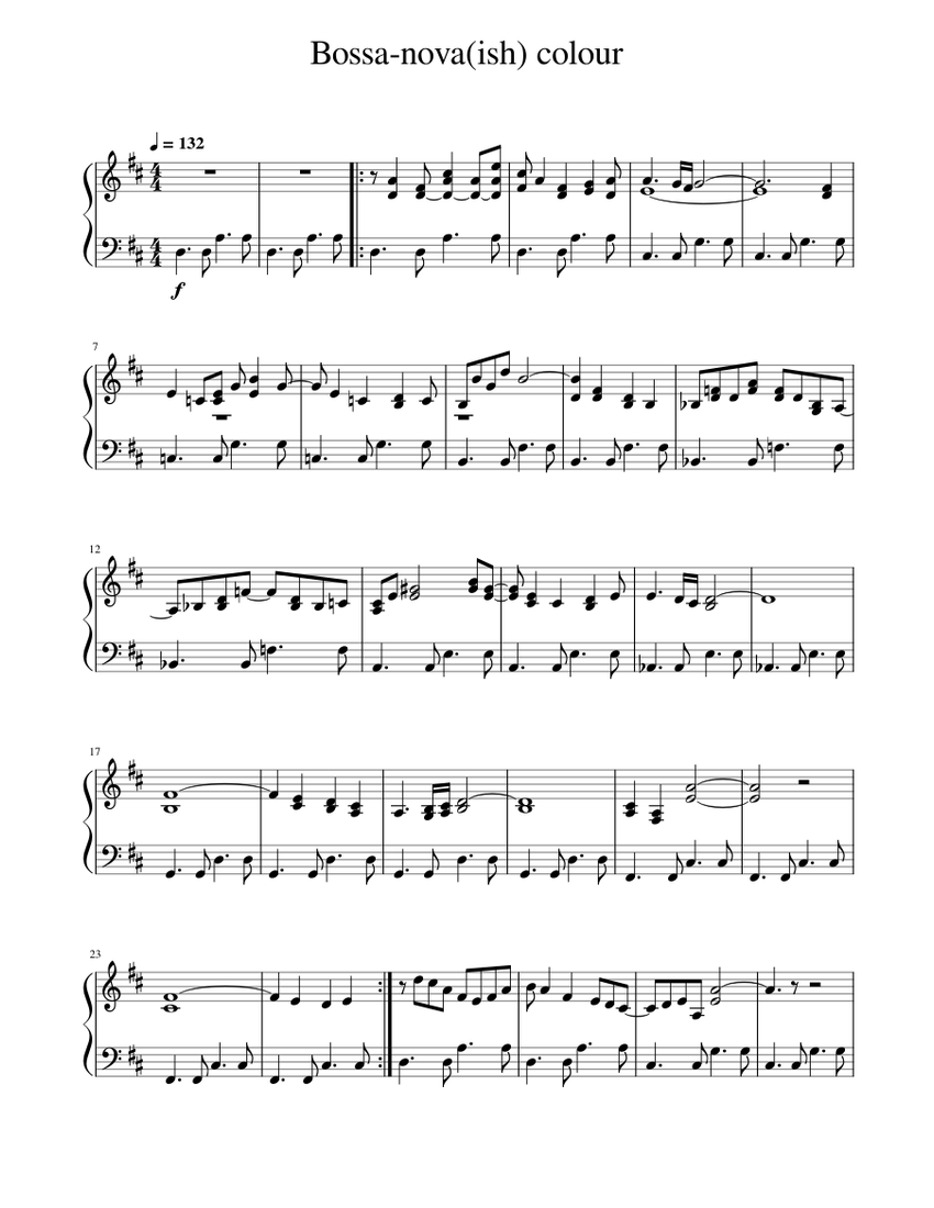 Bossa-nova(ish) colour Sheet music for Piano (Solo) Easy | Musescore.com