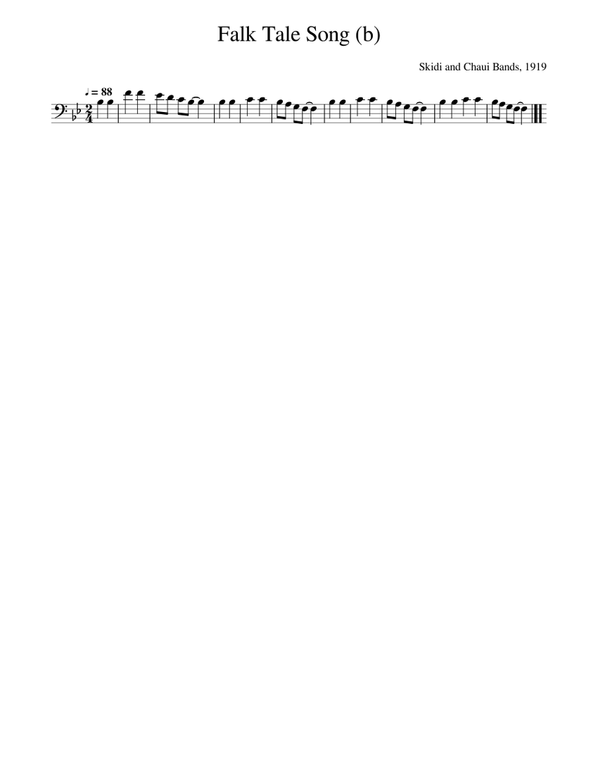 Skidi and Chaui Bands - Falk Tale Song (b) Sheet music for Piano (Solo ...