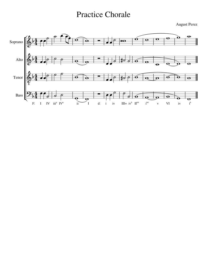 Practice Chorale Sheet music for Bass guitar (SATB) | Musescore.com