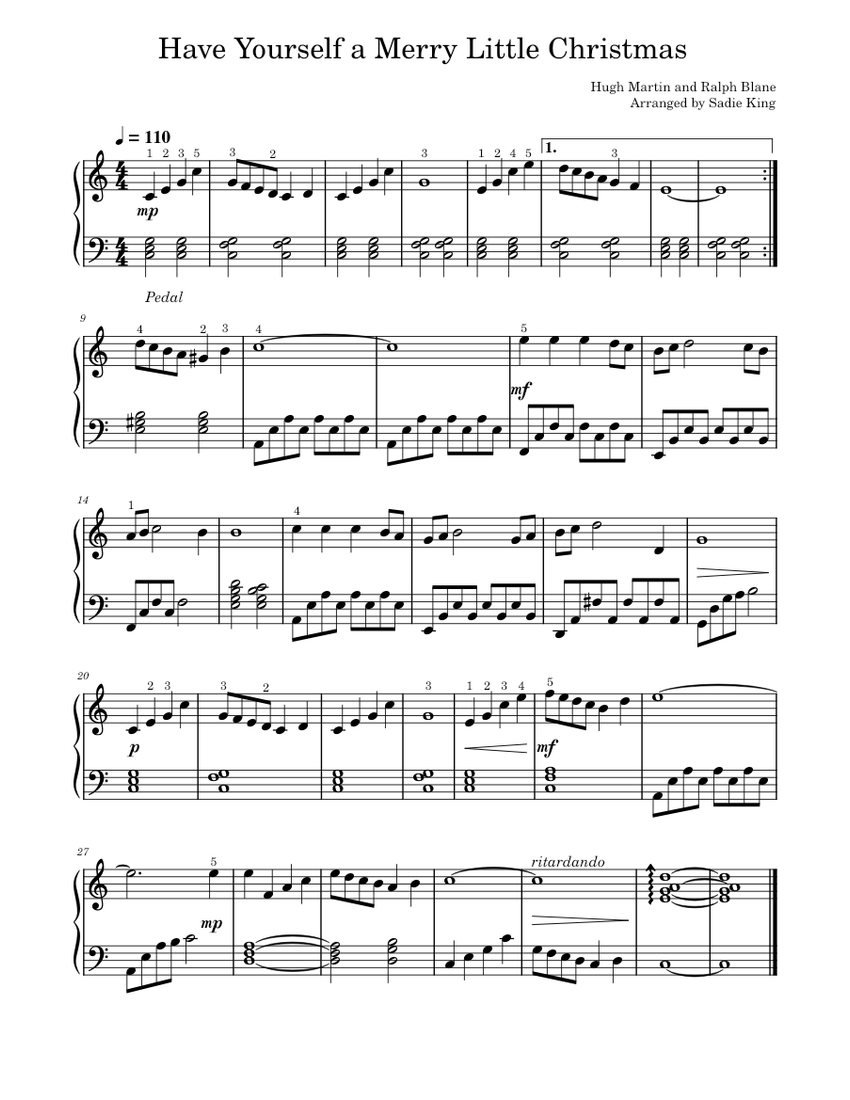 Have Yourself a Merry Little Christmas – Easy Piano - piano tutorial