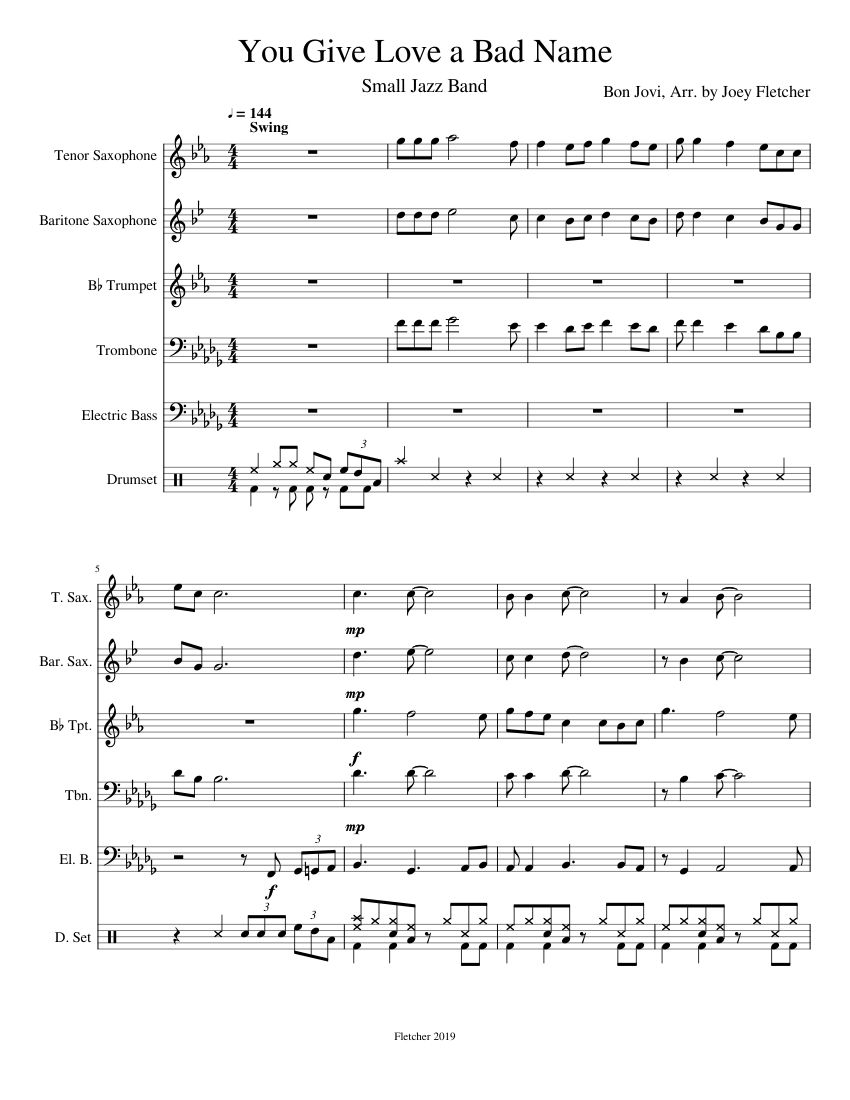 You Give Love a Bad Name Sheet music for Trombone, Saxophone tenor ...