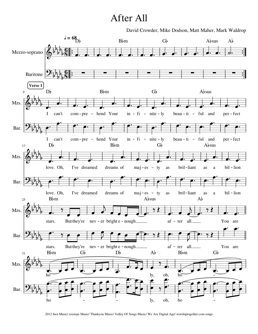 After All Sheet Music for Baritone, Mezzo soprano (Choral) | MuseScore.com