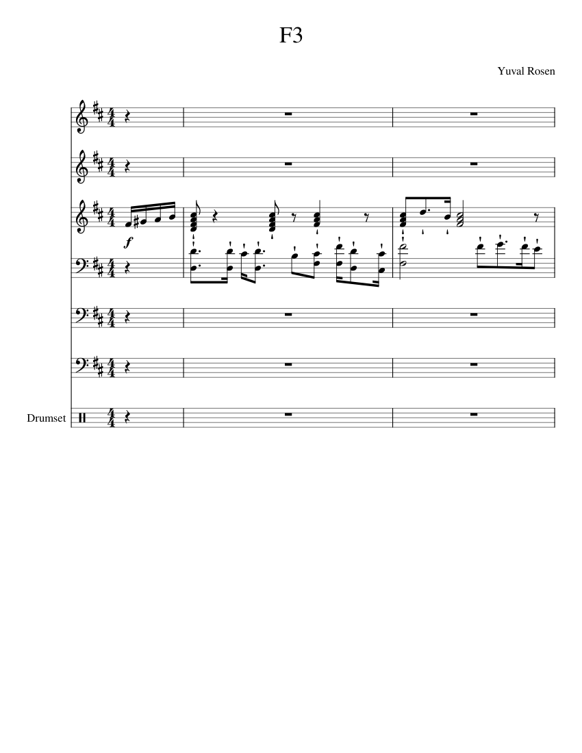 F3 Sheet Music for Piano, Drum group (Mixed Ensemble) | MuseScore.com