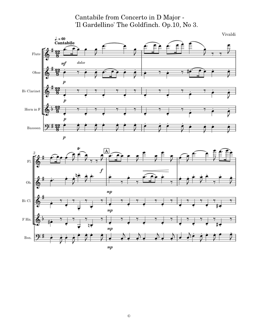 Cantabile from Flute Concerto in D major, RV 428 – Antonio Vivaldi ...