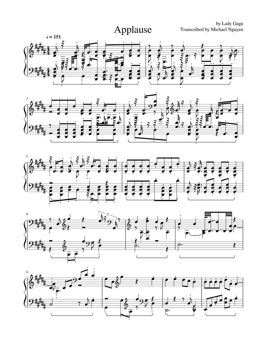 Lady Gaga Applause Sheet music for Piano (Solo) | Musescore.com