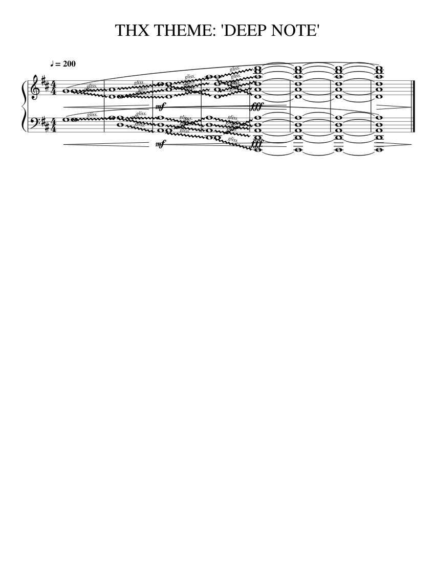 THX THEME: 'DEEP NOTE' Sheet Music for Strings group (Solo) | MuseScore.com