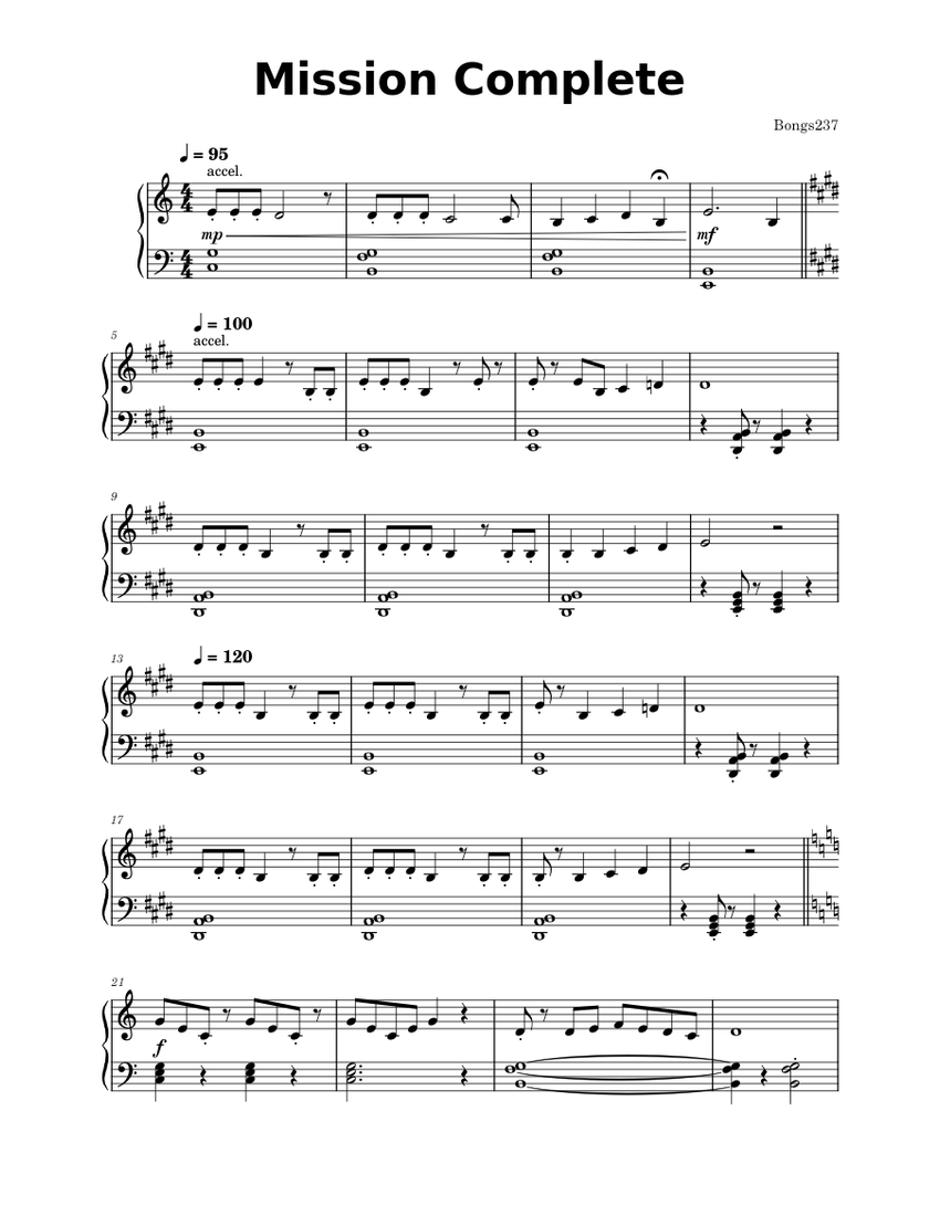 Mission Complete Sheet music for Piano (Solo) Easy | Musescore.com