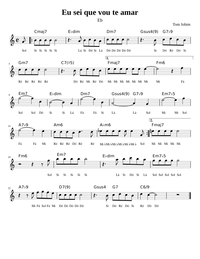 Eu_sei_que_vou_te_amar Sheet music for Saxophone alto (Alto Sax Piano ...