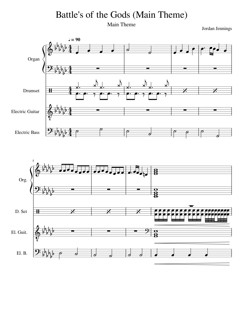Hades! Title Screen Sheet Music for Organ, Guitar, Bass guitar, Drum ...