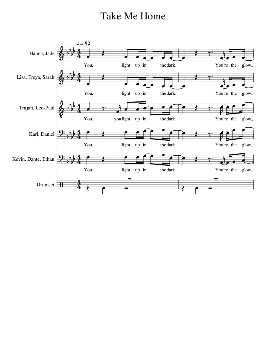 Take Me Home Sheet Music for Soprano, Alto, Tenor, Bass voice & more ...