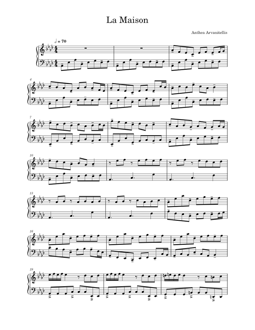 La Maison Sheet Music for Piano (Solo) | MuseScore.com