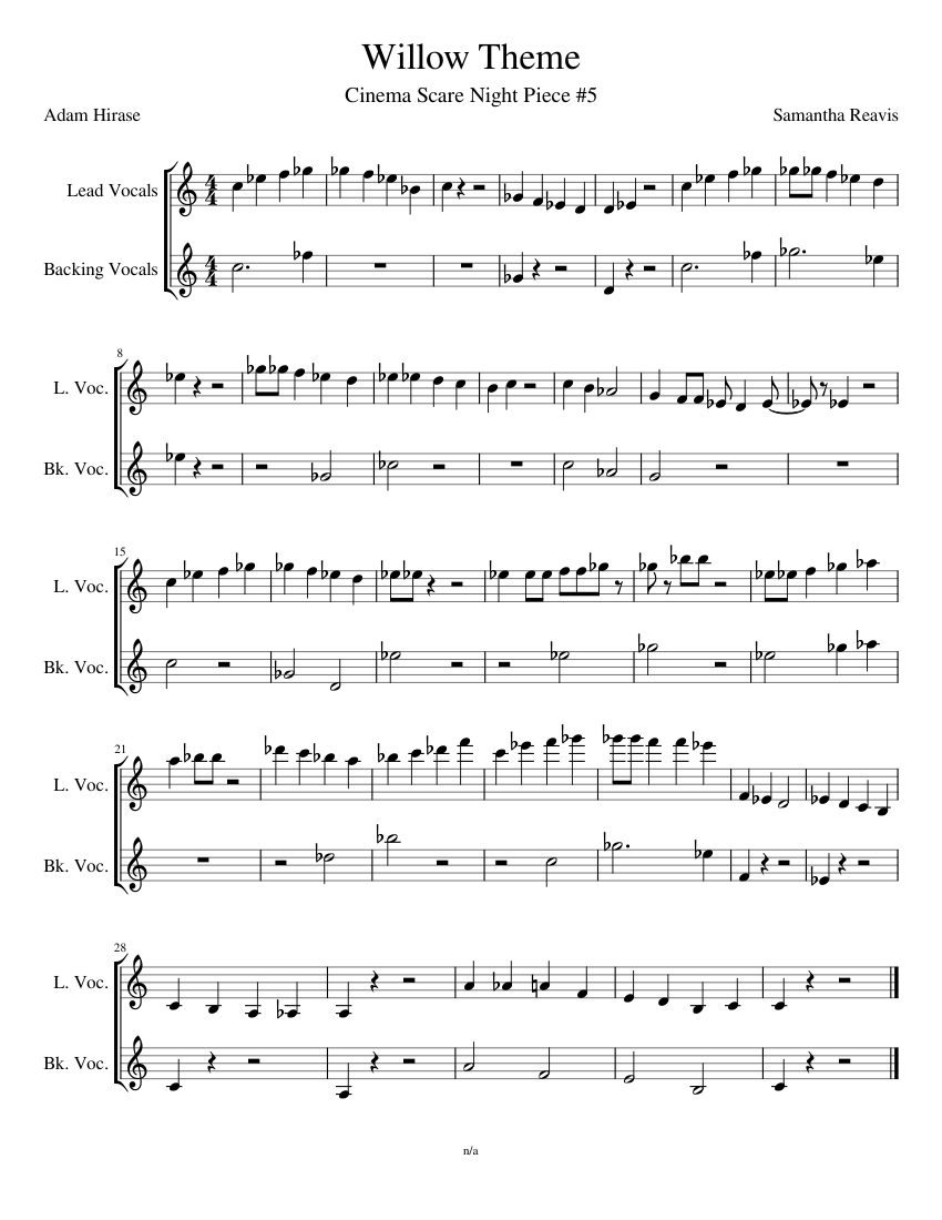 Willow_Theme Sheet music for Vocals (Choral) | Musescore.com