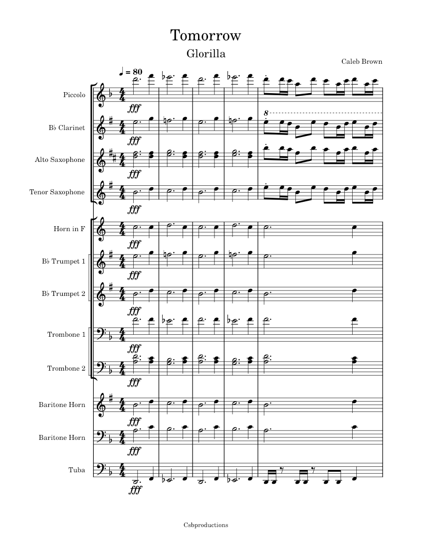 Tomorrow - Glorilla Sheet music for Trombone, Tuba, Flute piccolo ...