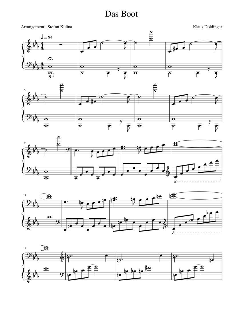 Das Boot by Klaus Doldinger Sheet Music for Piano (Solo) easy ...