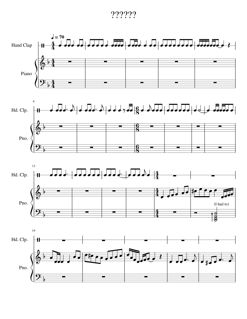 Sheet music for Piano, Hand clap (Solo) | Musescore.com