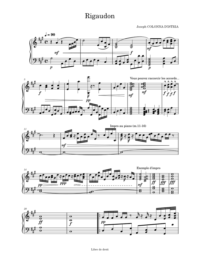 Rigaudon Sheet Music for Piano (Solo) | MuseScore.com