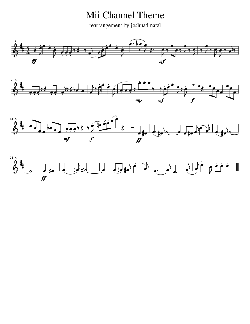 Mii_Channel_Theme Sheet music for Recorder | Download free in PDF or ...