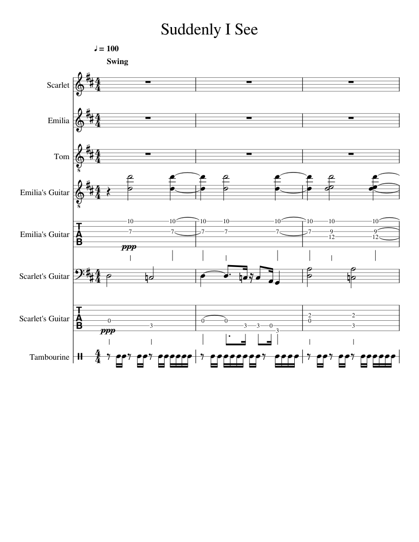 Suddenly I See Sheet music for Voice, Guitar, Percussion | Download ...