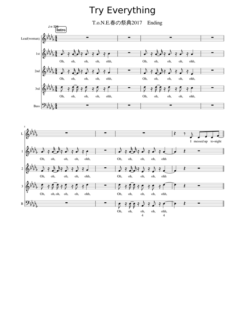 Try Everything* Sheet music for Piano | Download free in PDF or MIDI ...
